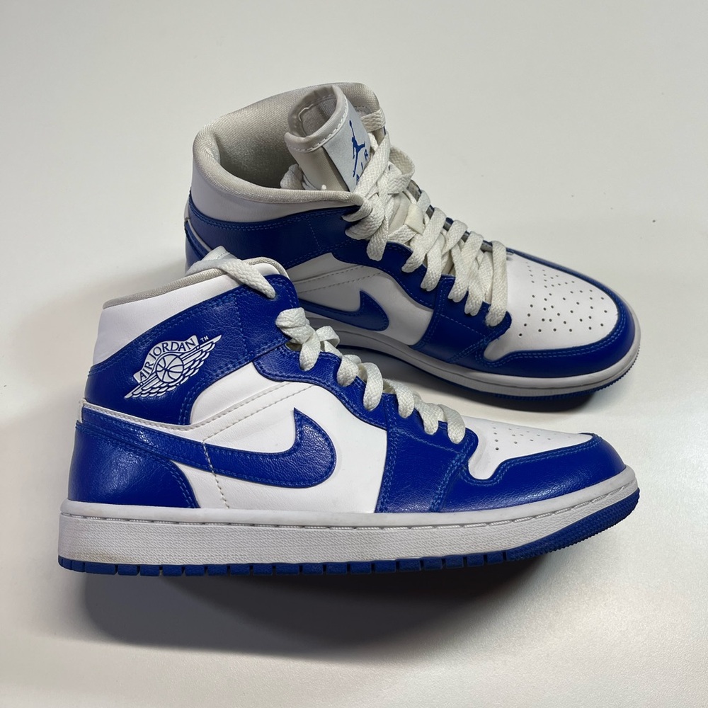 Nike Air Jordan 1 Mid Shoes Kentucky Royal Blue White… - Gem